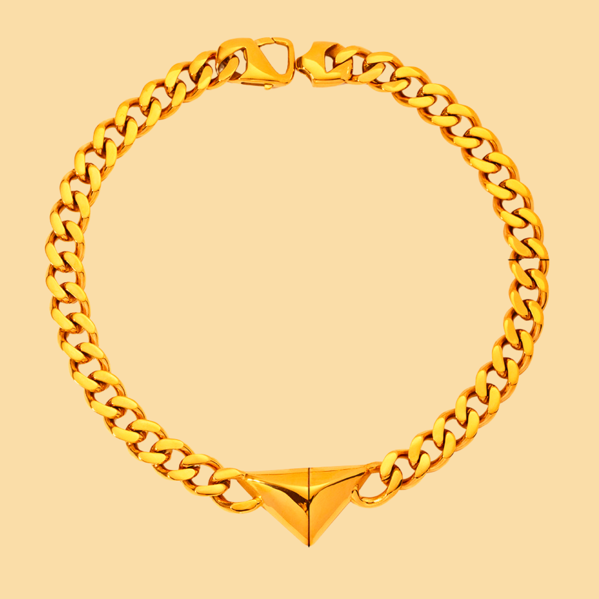 Triangle Curb Chain Necklace - 18K Gold Plated - Waterproof - Tarnish ...